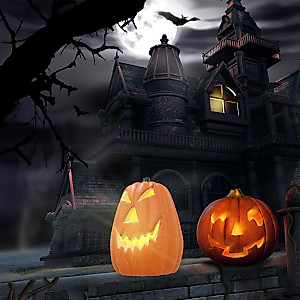 VOSAREA Halloween Led Pumpkin Lights Light Up Jack O Lantern Pumpkin Figurine Lantern Outdoor Pumpkin Decoration for Halloween Haunted House Props