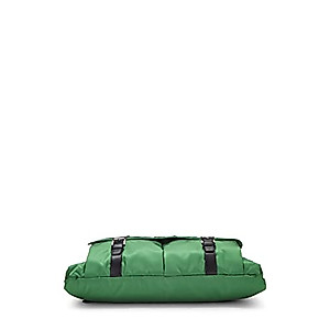 Prada, Pre-Loved Green Tessuto Double Buckle Messenger Large, Green