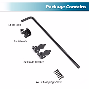 YONSIN 18" Cane Bolt Heavy Duty Drop Rod Gate Stopper Hardware, Black Finish