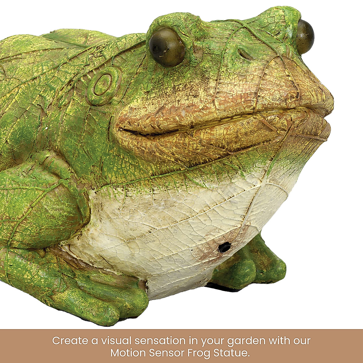 Bits and Pieces - Frog Motion Sensor and Detector Statue - Animal Gardening Gifts - Weather Resistant Garden Decoration Sculpture - 4½" x 8½"