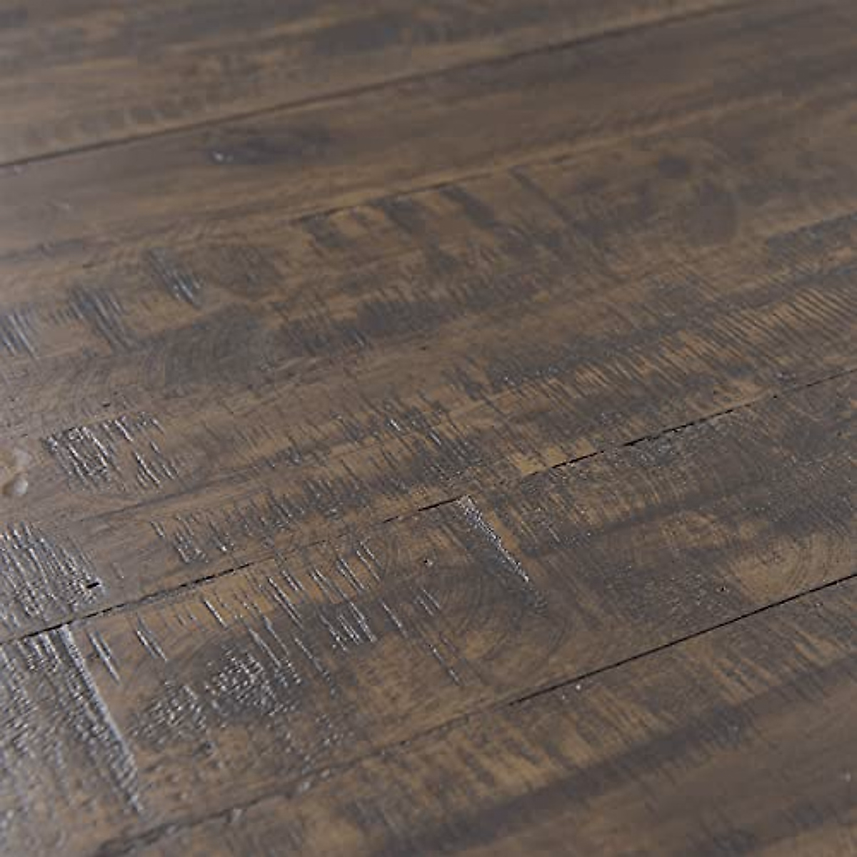 Picket House Furnishings Dex 5PC Dining Set-Table, 4 Upholstered Side Chairs Rustic/Smokey Walnut/Rubber Wood/5 Piece