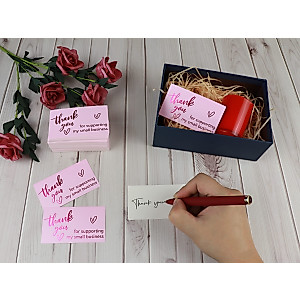 Fiercy Pink Thank You Cards Small Business, 2 * 3.5 Inch Small Business Thank You Cards, 120 Thank You for Supporting My Small Business Cards, Thank You for Your Order Cards