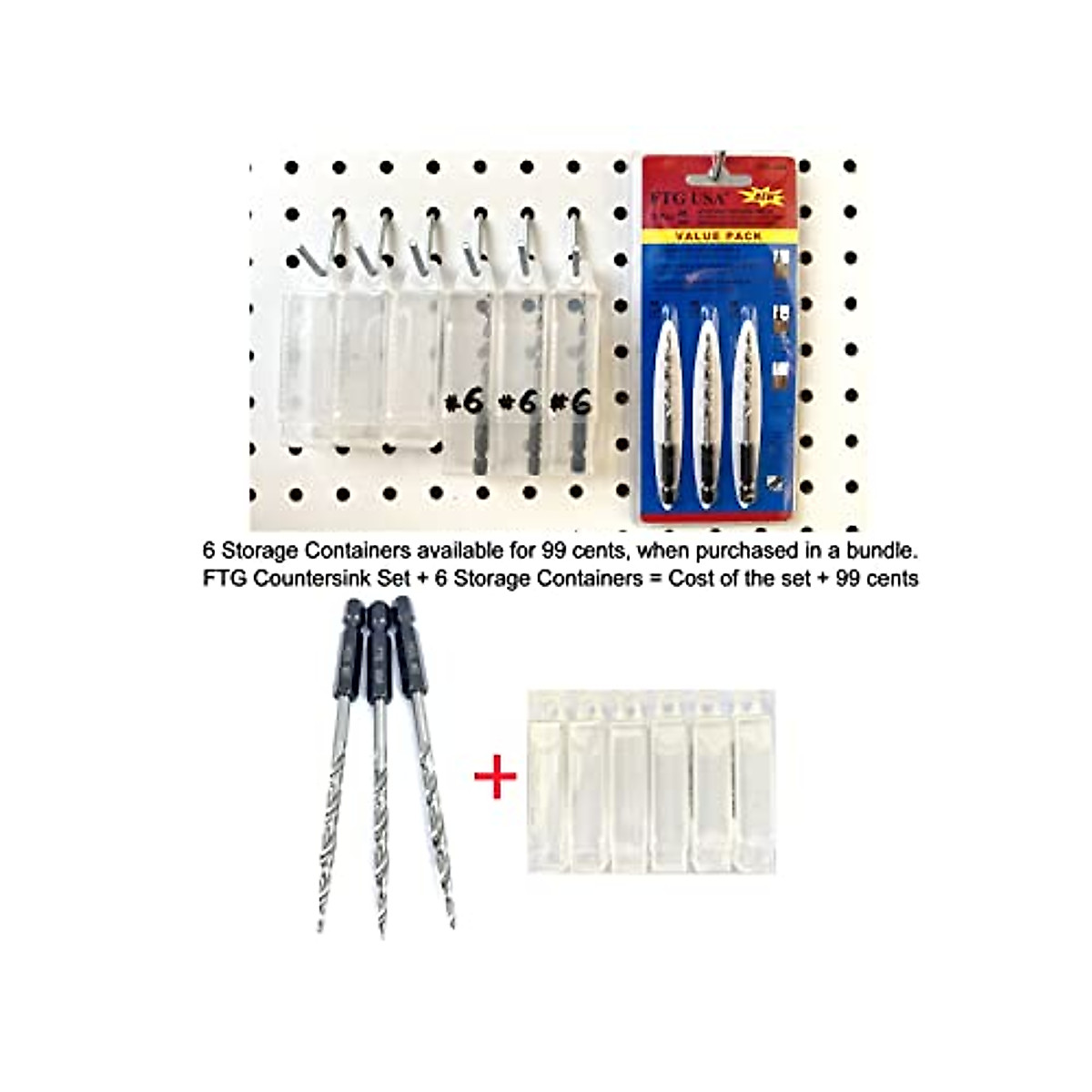 FTG USA Replacement Tapered Countersink Drill Bit Set 3 Pc (#6) 9/64" Countersink Bit Same Size Bit Replacement Only, Countersink Replacement Drill Bit for Wood Counter Sinker Drill Bit Set