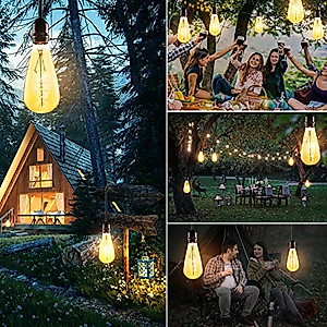 Hanging Solar Lights Glass Edison Bulbs Solar Powered Lantern Outdoor Waterproof LED Garden Decorative Light for Patio Yard Tree (1-Pack)