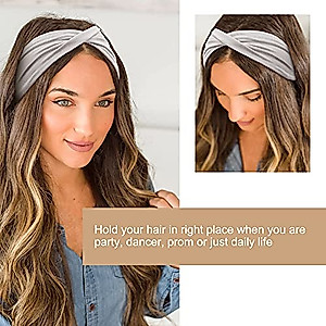 Huachi Women Headbands Non Slip Wide Bow Turban Headwraps Criss Cross Yoga Beauty Hair Accessories, 6 Pack
