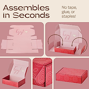 LIBOXES Gift Box 5x7x2 In - Set of 25 Gift Boxes with Lids for Presents or Mailing - Small Shipping, Party Favor, or Gift Boxes Bulk - 25 Thank You Stickers Included, Pink