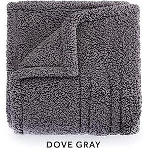 Sunbeam Royal Sherpa Dove Grey Heated Personal Throw / Blanket, Warming Foot Pocket, Cozy-Warm, Adjustable Heat Settings