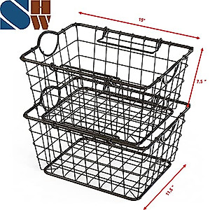 SimpleHouseware 2 Pack Stackable Single Wire Basket, (11.5 x 15 x 7.5 in)
