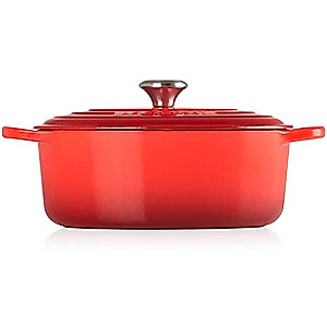 Le Creuset Enameled Cast Iron Signature Oval Dutch Oven, 9.5 qt., Cerise