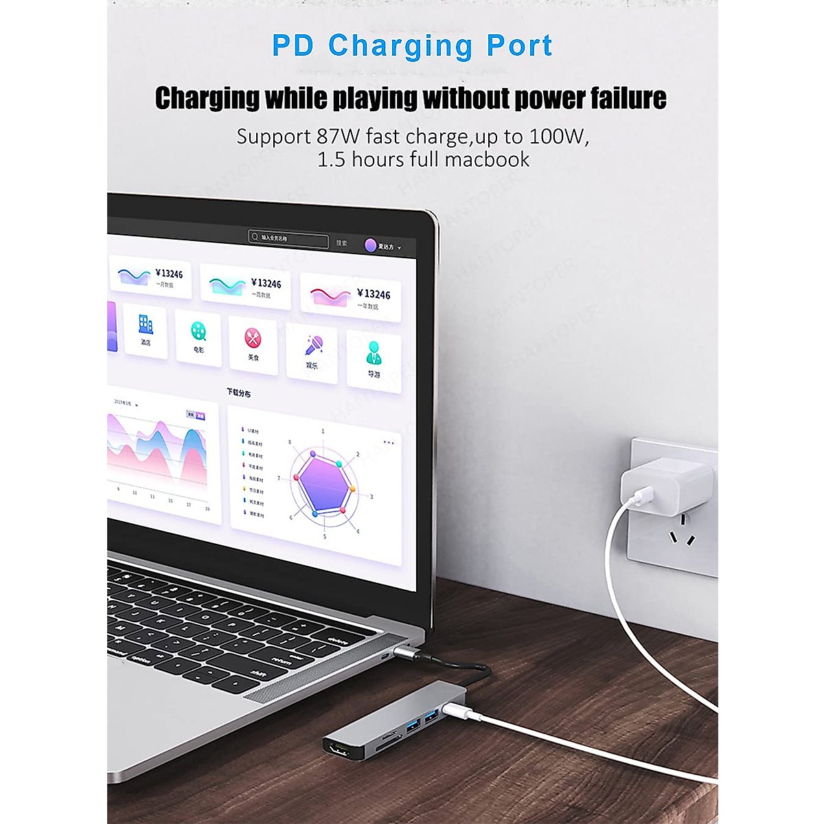 USB C Hub, VR robot 6 in 1 USB C to HDMI Adapter Splitter with Type-C PD Charging Port, 2 USB Ports, SD/TF Card Reader, 4K HDMI Video,USB Dongle Docking Station, Compatible with PC Laptop, Mac Pro