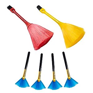 Computer Brush Set Keyboard Dusting Brush 2 Pieces Double Ended Duster Brush and 4 Pieces Fan Brushes Keyboard Cleaning Tool for Computer, Keyboard, Display Screen, Electronic Devices
