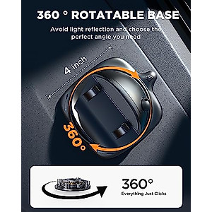 JOYROOM Phone Mount for Car, [Adjustable Spring Design] Dashboard Cell Phone Holder Car, 360° Rotatable Car Phone Holder Mount with Non-slip Silicone, Compatible with iPhone, Samsung, Other Smartphone