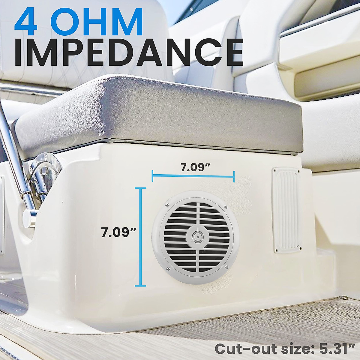 Pyle 6.5 Inch Dual Marine Speakers - 2 Way Waterproof and Weather Resistant Outdoor Audio Stereo Sound System with 120 Watt Power, Polypropylene Cone and Cloth Surround - 1 Pair - PLMR67W (White)