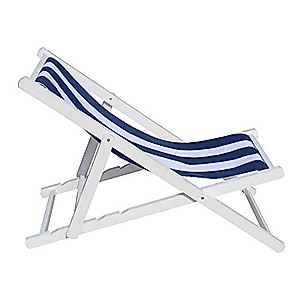 Outdoor Folding Chairs, Adjustable Populus Wood Patio Sling Chairs Outdoor, Folding Sling Lounge Chairs for Outside, with Broad Blue Stripe