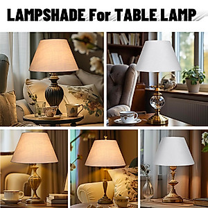 ALUCSET Medium Lamp Shade, Barrel Fabric Lampshade for Table Lamp and Floor Light, 7x13x7.8 inch,Natural Linen Hand Crafted, Spider (White)