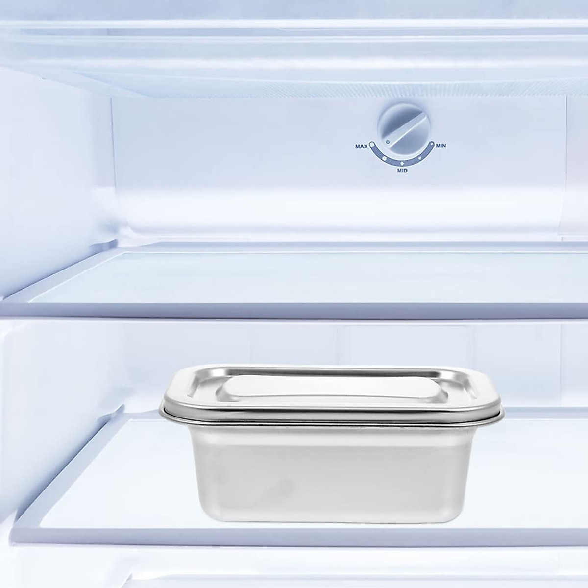 2pcs Reusable Ice Cream Storage Containers with Lids Stainless Steel Food Keeper Freezer Box Insulated Ice Cream Tub for Refrigerator Home Made Ice Cream