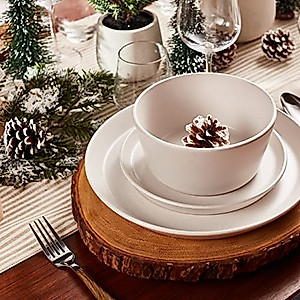 Stone Lain Stoneware Dinnerware Set, Service For 8, White Speckled