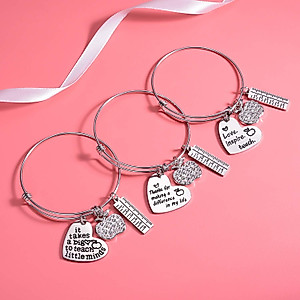 Nzztont Pack Of 3 Teacher Bangles Gifts For Teacher Open School Gifts For Teachers Thank You Bangle Bracelets (3PCs Bangles Mixed Style 01)