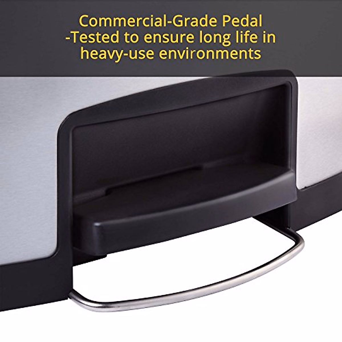 Rubbermaid Commercial Products 1902001 Rubbermaid Commercial Slim Jim Stainless Steel Front Step-On Wastebasket with Trash/Recycling Combo Liner, 24 gal, Black Trim