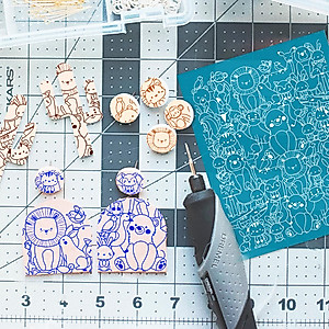 OLYCRAFT 4x5 Inch Clay Stencils Animal Pattern Silk Screen for Polymer Clay Line Zoo Rabbit Bear Monkey Silk Screen Stencils Mesh Transfer Stencils Animal Mesh Stencil for Polymer Clay Jewelry Making