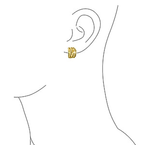 Fashion Open Criss Cross Basket Weave Wide Half Hoop Clip On Earrings For Women Non Pierced Ears Matte Gold Plated