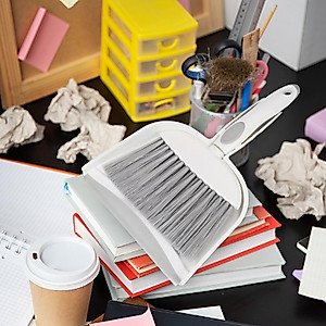 Cabilock 1 Set Mini Dustpan and Brush Set Table Cleaning Brush Dustpan Kit Home Small Broom with Dustpan Plastic Cleaner Broom for Office Desk Housekeeping Pet Nest Grey