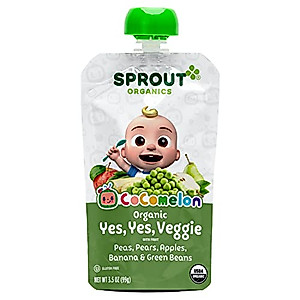 CoComelon Sprout Organic Baby Food, Toddler Pouches, Yes, Yes, Veggie, Fruits, Grains, 3.5 Oz(Pack of 12)