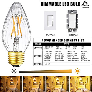 Leools Dimmable E26 led Bulb 6W Equal 60 watt Vintage LED Edison Bulb AC120V 3000K Soft White F15 LED Bulb for Ceiling Fan Light Bulbs,Pendant Bulb and Chandeliers Light Bulb 600LM Clear Medium 6Pack