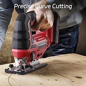 Jig Saw - 20V Cordless Jigsaw with Battery and Charger 2700 SPM Rechargeable Jigsaw with 10pcs Cutting Blades Bevel Angle (±45°) Variable Speed and 4 Orbital Function for Straight/Curve/Circle Cutting