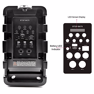 NEM Mobi7e Portable Wireless Bluetooth High Performance Stereo Speaker Extra Bass, USB Recording, Rechargeable Battery, AUX and TF Card Input, FM Radio, MP3, Mic and Guitar Input, LED Lights (Black)