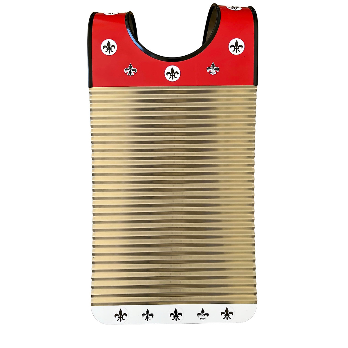 Zydeco Washboard "Red & White Cajun Fleur De Lis Key of Z Rubboards Free Scratchers Frottoir Scrubboard Zydeco Washboard Percussion Instrument Handmade Louisiana Made By Tee Don Authentic Original