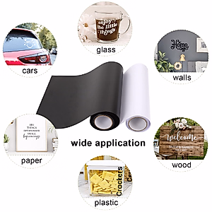 SGHUO Permanent Adhesive Vinyl Black and White 2 Rolls 12" x 20ft, Vinyl Bundle for Silhouette, for Craft, Die Cutters, Cameo Cutters, Signs, Scrapbooking,