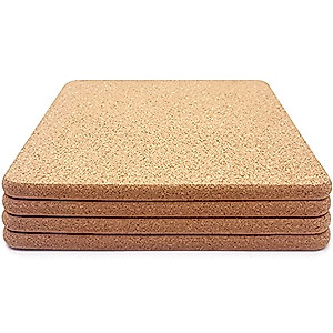 Cork Trivet, 4 Pcs High Density Thick Square Cork Trivets for Hot Dishes, 8 Inch Heat Resistant Multifunctional Cork Coaster, Cork Hot Pads for Table & Countertop