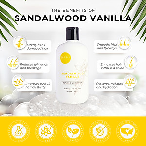 DANI Natural Nourishing Conditioner Naturals - Organic Ingredients Hydrate & Strengthen Hair - Sulfate, Phthalate & Paraben Free - Vegan & Cruelty Free - 12 Ounces (Sandalwood Vanilla)