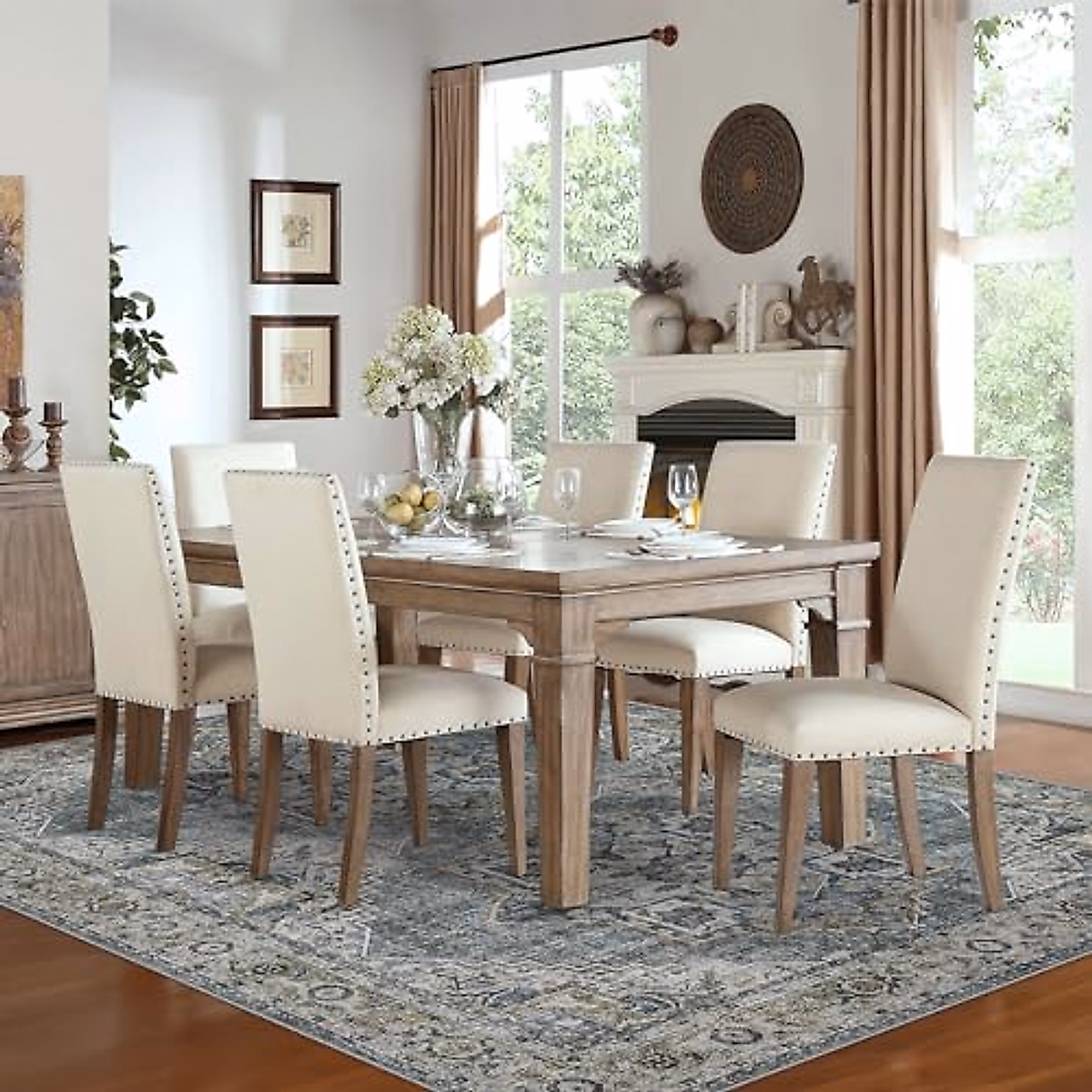 Area Rug Living Room Rugs, 8x10 Machine Washable Rug, Boho Large Rug with Non-Slip Rubber Backing, Non-Shedding Stain Resistant, Indoor Carpet for Bedroom Dining Room Nursery Home Office (Grey)