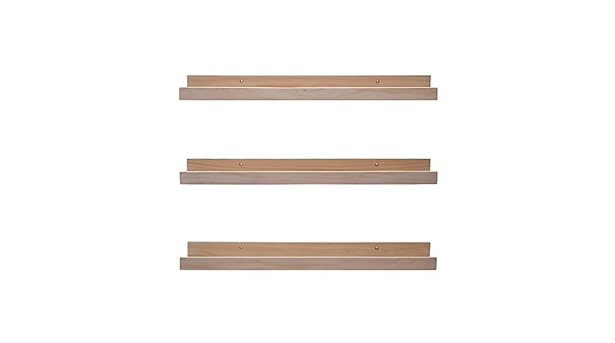 FISHFRUIT 24" Floating Shelves - Natural Wood Set of 3