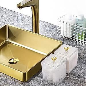 Tecbeauty 3PCS Qtip Holder Bathroom Organizer and Storage Containers Plastic Apothecary Jars Dispenser with Lids for Cotton Ball, Cotton Swab, Cotton Round Pads, Floss