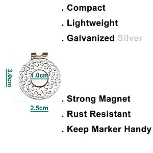 Eshan Magnetic Golf Hat Clips 10 pcs Silver Ball Marker Holders for Golf Gloves Hats Bags Caps Visor Belt