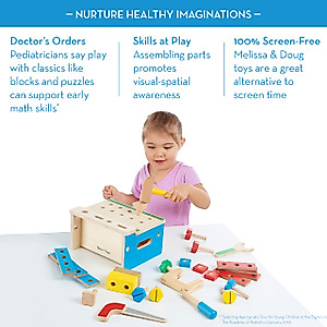 Melissa & Doug Hammer and Saw Tool Bench - Wooden Building Set (32 pcs)