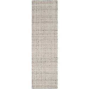 SAFAVIEH Abstract Collection Runner Rug - 2' x 12', Light Grey, Handmade Wool & Viscose, Ideal for High Traffic Areas in Living Room, Bedroom (ABT141E)