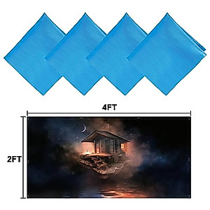 Decorative Fluorescent Light Covers for ceiling lights Night fantasy landscape island stones water wooden fantasy house water light covers for ceiling lights classroom Office Home Decor 4 x 2 ft