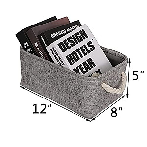 Bidtakay Baskets Set Fabric Storage Bins-Grey Bundled Baskets of 2 Large Baskets 16" X 11.8" X 11.8" + 6 Small Baskets 11.8" X 7.8" X 5"