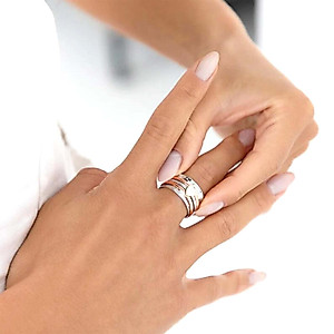 BOPBISGA Self Love Spinner Heart Ring - Plain Hammered Spinner Band Rings, Self Love Heart Spinner Ring, Fashion Heart Rings Rotating Anxiety Relief Ring Gifts for Women (10)