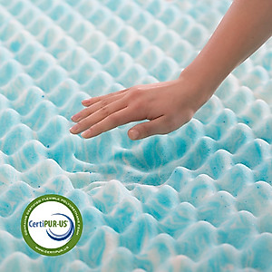 Linenspa 2 Inch Convoluted Gel Swirl Memory Foam Mattress Topper - Promotes Airflow - Relieves Pressure Points - Queen