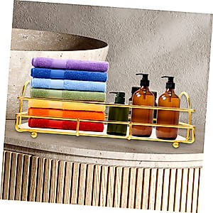 PRETYZOOM Daily Necessities Storage Rack White Serving Tray Gold Dresser Trinket Tray Bathroom Sundries Shelf Cupboard Shelf Perfume Bathtub Trays Dresser Tray Makeup Vanity Desk Alloy