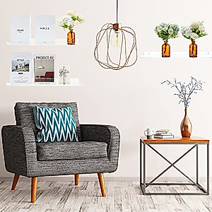 8 Pcs Acrylic Floating Shelves 24 Inch Clear Bathroom Storage Shelves Wall Mounted Book Display Shelves Invisible Floating Wall Ledge Shelf Transparent Spice Rack for Bedroom Office Toy Picture Ledge