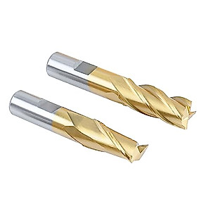 Accusize Industrial Tools 20 Pc Hss Tin Coated End Mill Set, 2 Flute and 4 Flute, Cutting Diameter from 3/16'' up to 3/4'', 1810-0100