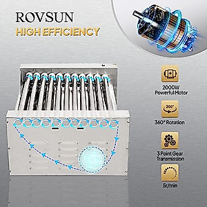 ROVSUN Hot Dog Roller Warmer 2000W, 11 Rollers 30 Hot Dog Roller Grill Cooker Machine w/Bun Warmer, Cover, Dual Temp Control, LED Light, Removable Shelf & Drip Tray for Party Home Commercial