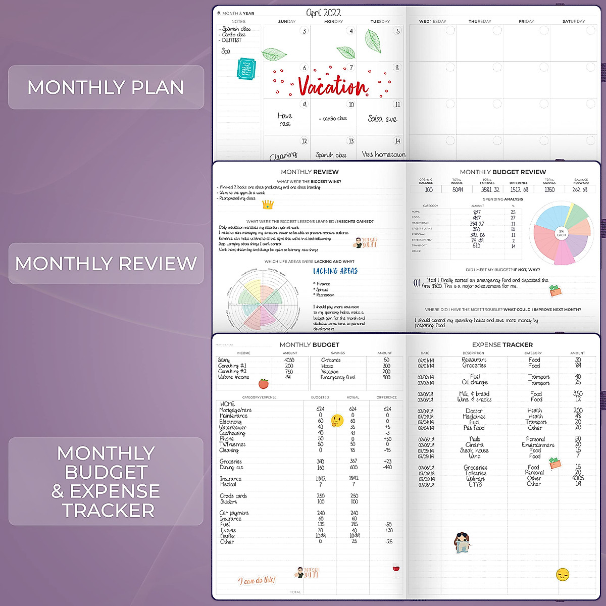 Clever Fox Hourly Planner PRO Premium – Undated Schedule Planner with Daily Time Slots – Personal Organizer Notebook for Time Management – Weekly & Monthly Life Journal, A4 size (Purple)