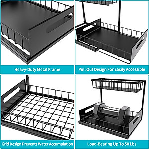 Under Sink Organizer, Pull Out Cabinet Organizer 2 Tier Slide Out Sink Shelf Cabinet Storage Shelves,Under Bathroom Cabinet Storage, Multi-Use for Under Kitchen Bathroom Sink Organizers and Storage